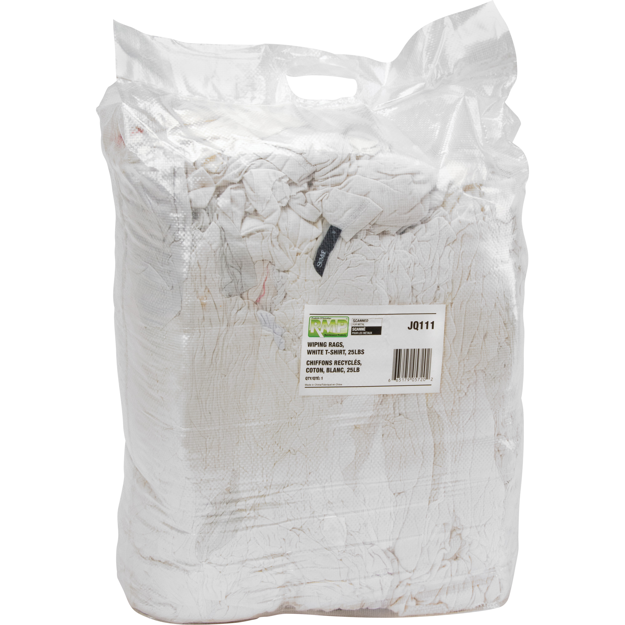 RMP Maintenance Products Recycled Material Wiping Rags, Cotton, White ...